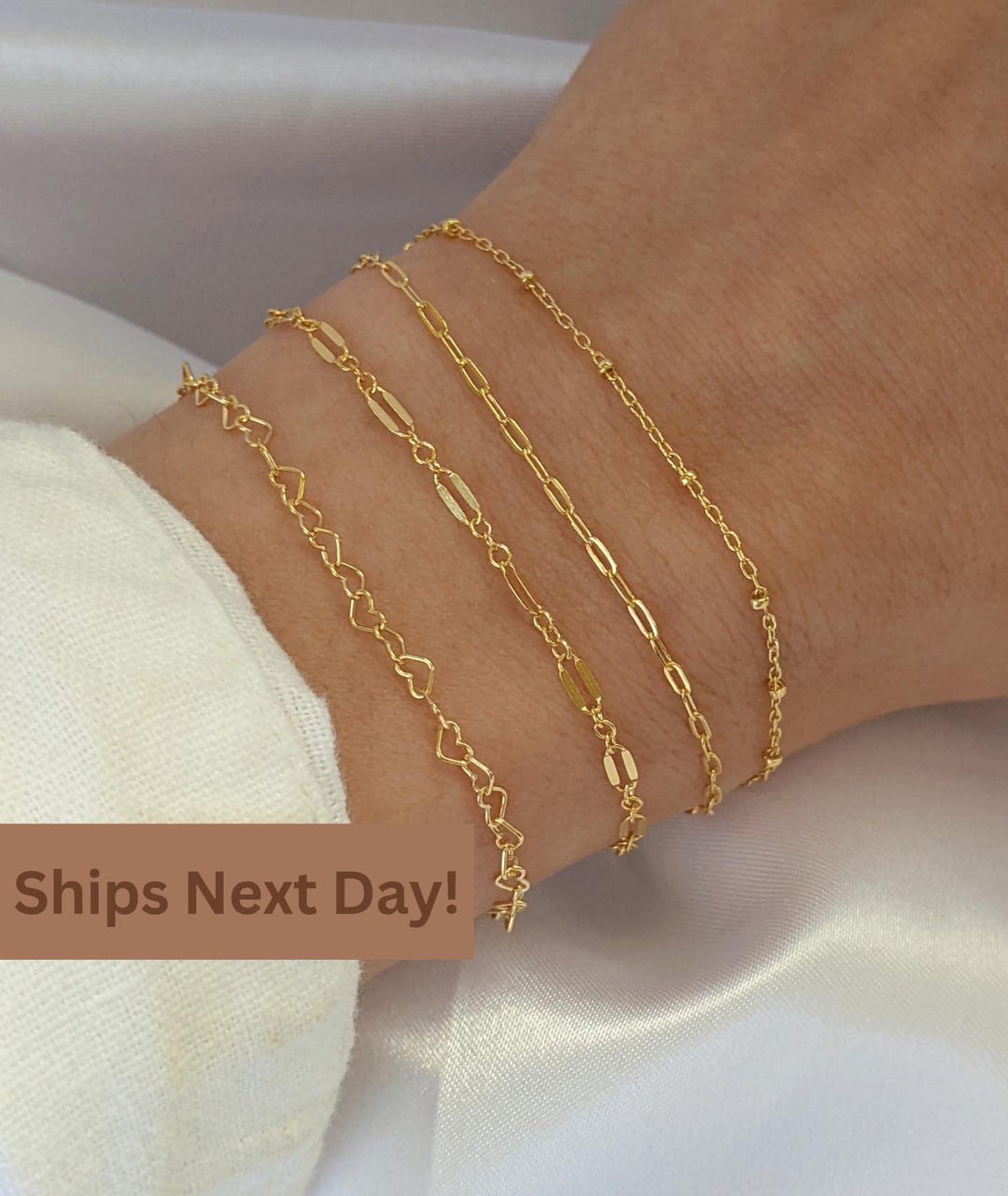 Personalized 14k Gold Filled Bracelet – Dainty Non Tarnish Paperclip ...
