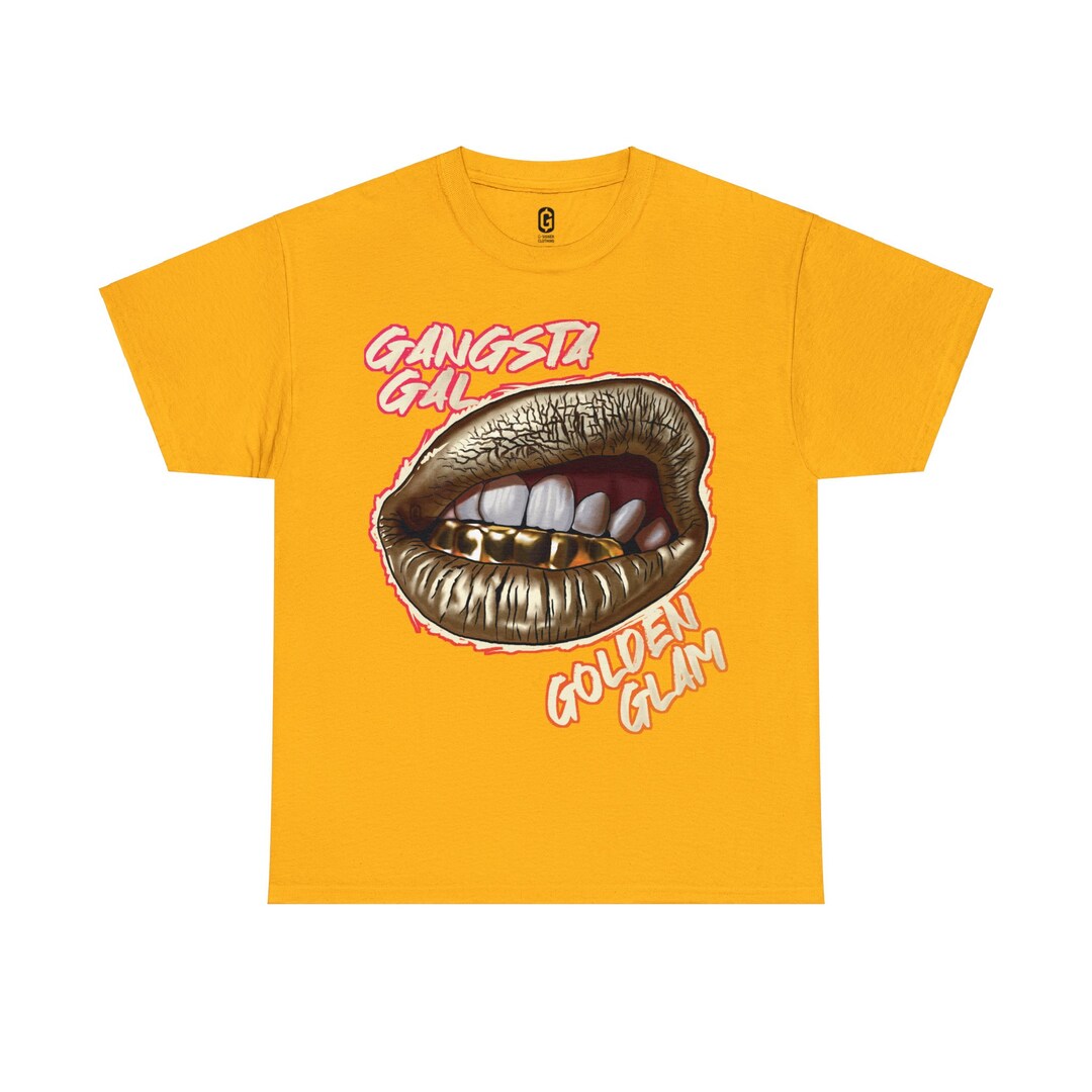 Lips Grill Gangster Girl Golden Glamour 2 T-shirt - Etsy