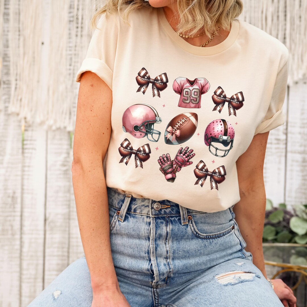 Coquette Pink Football Shirt, Football Coquette Bow Shirt, Fall ...
