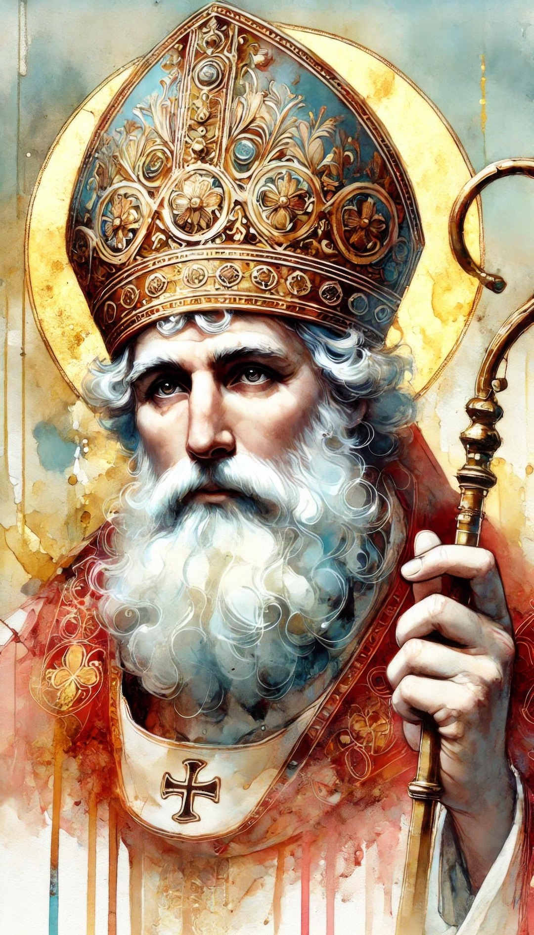 Saint Nicholas of Myra - Download and Print - Abstract Watercolor for ...