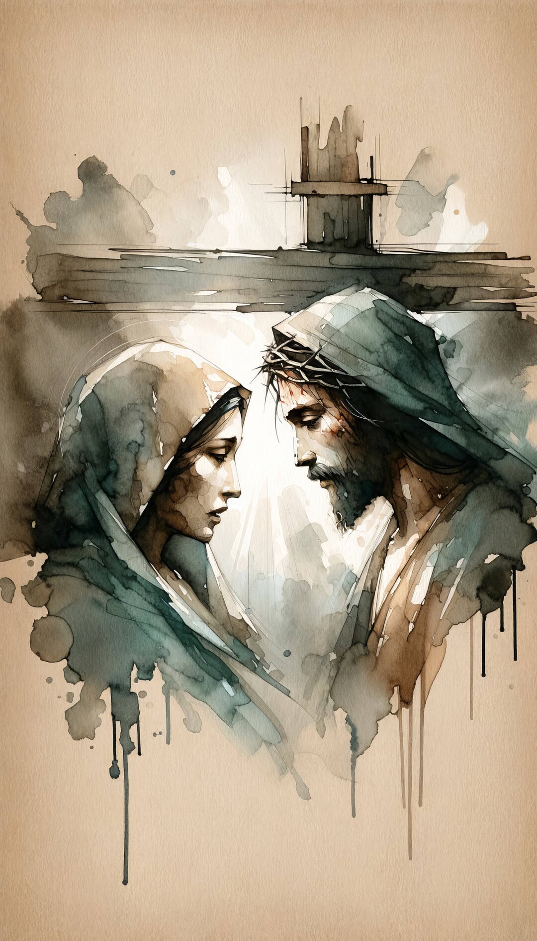 Sorrowful Encounter - Download and Print - Abstract Watercolor of ...