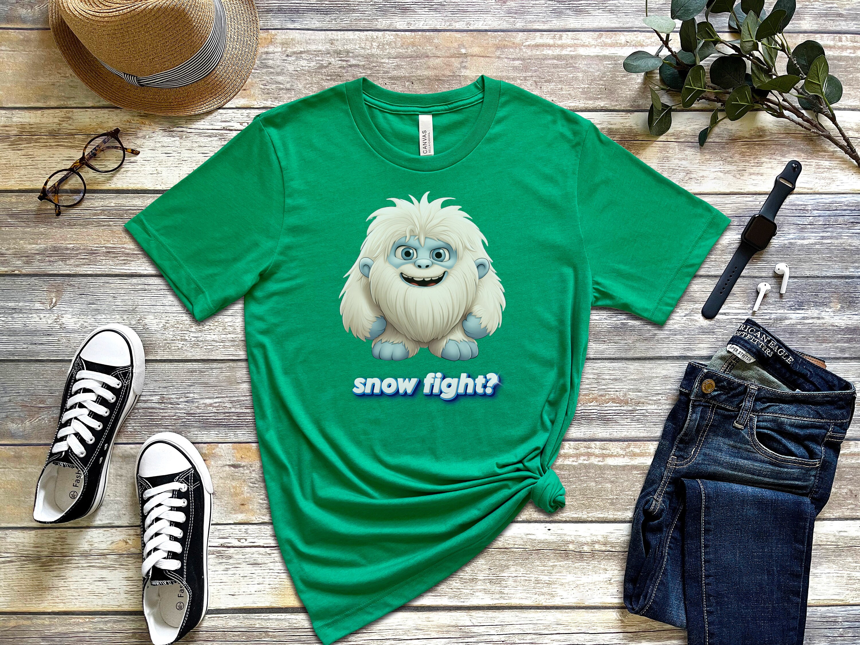 Cute Abominable Snowman Shirt "snow Fight?" Funny Yeti Shirt Hilarious ...