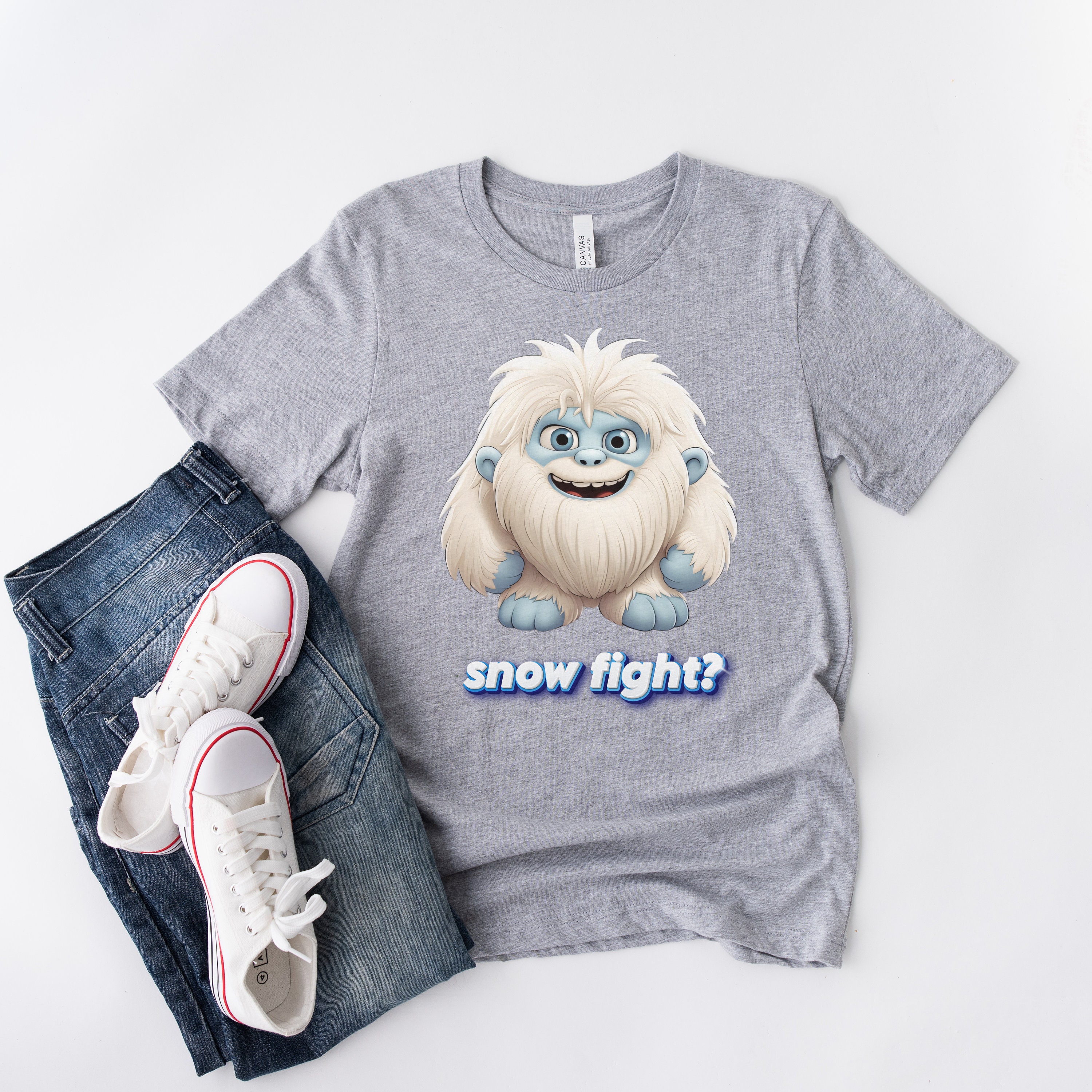 Cute Abominable Snowman Shirt "snow Fight?" Funny Yeti Shirt Hilarious ...