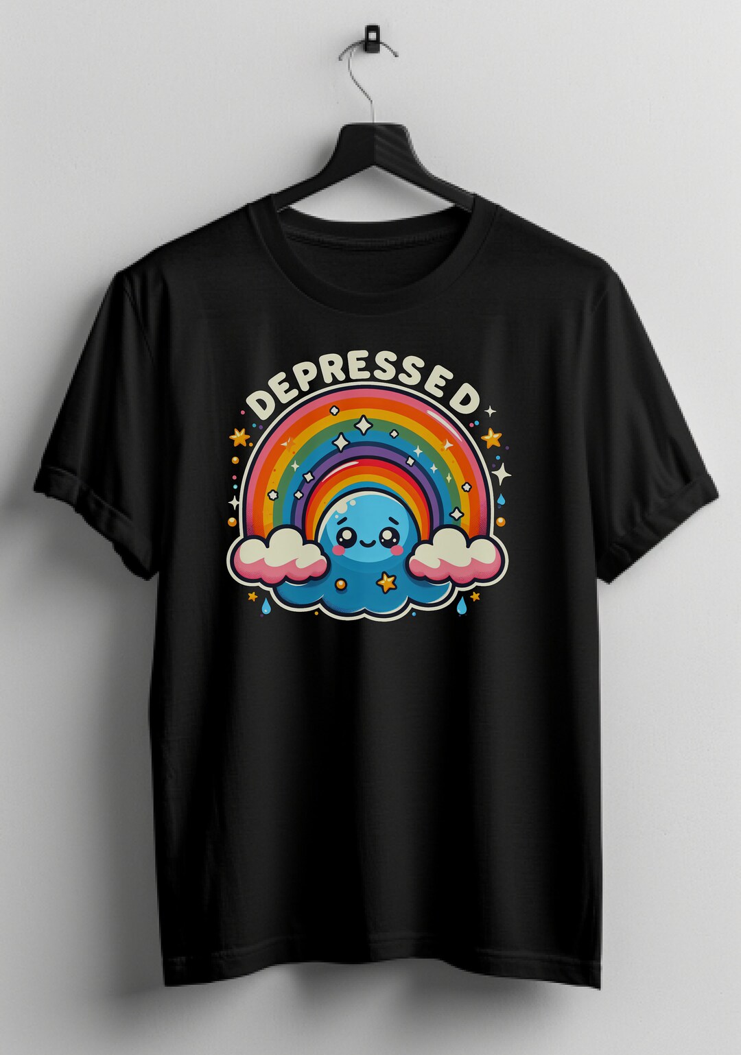 Humorous "depressed" Graphic T-shirt: Rainbow Dark Humor - Etsy
