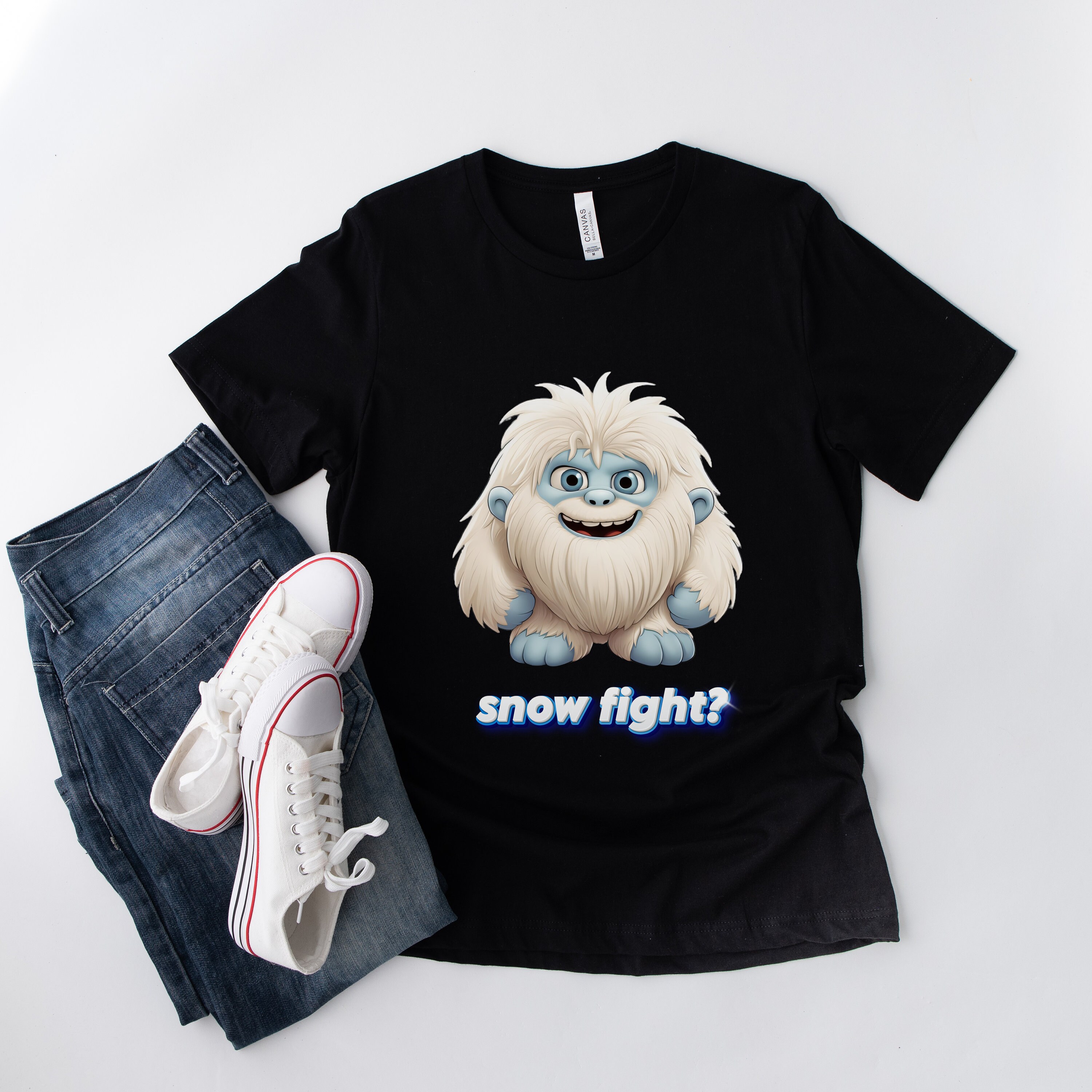Cute Abominable Snowman Shirt "snow Fight?" Funny Yeti Shirt Hilarious ...