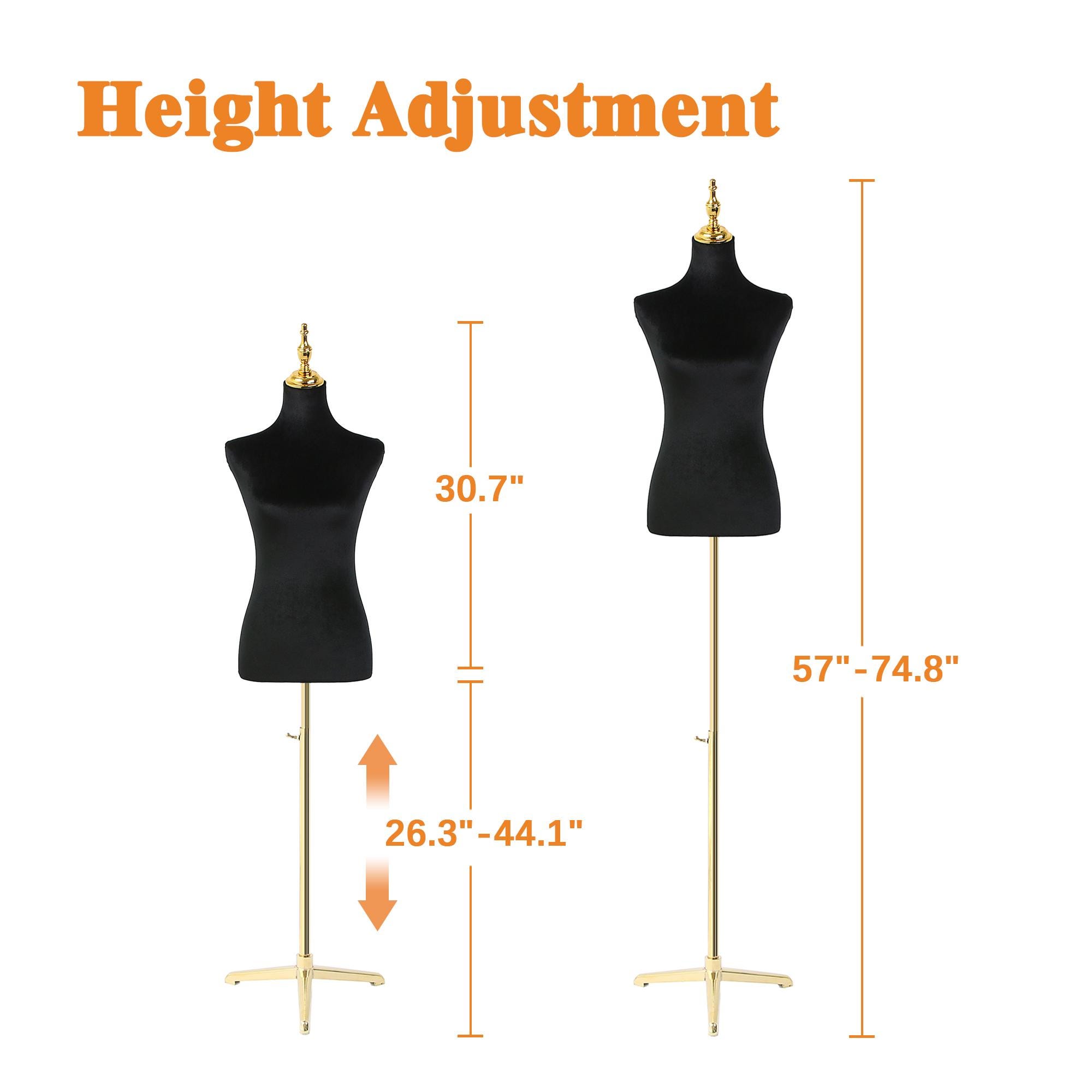 Female Velvet Dress Form Mannequin: Adjustable Height, Golden Base - Etsy
