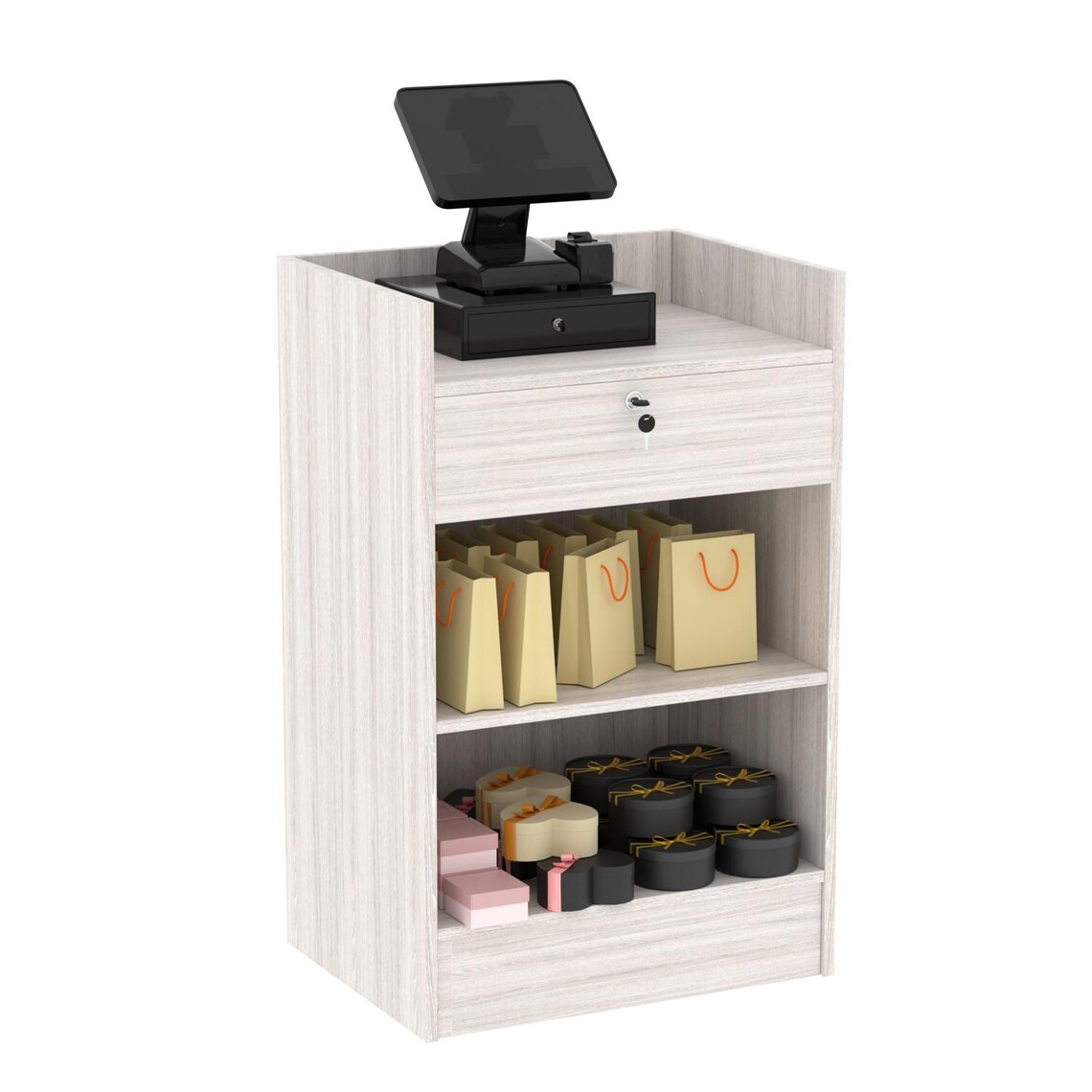 Retail Cash Wrap Counter: Compact Checkout Desk With Drawer (24x18x38"h ...