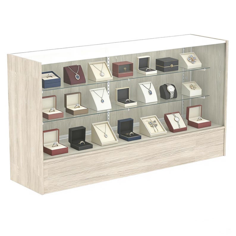 LED Lighted Retail Display Showcase – Tempered Glass, Adjustable ...