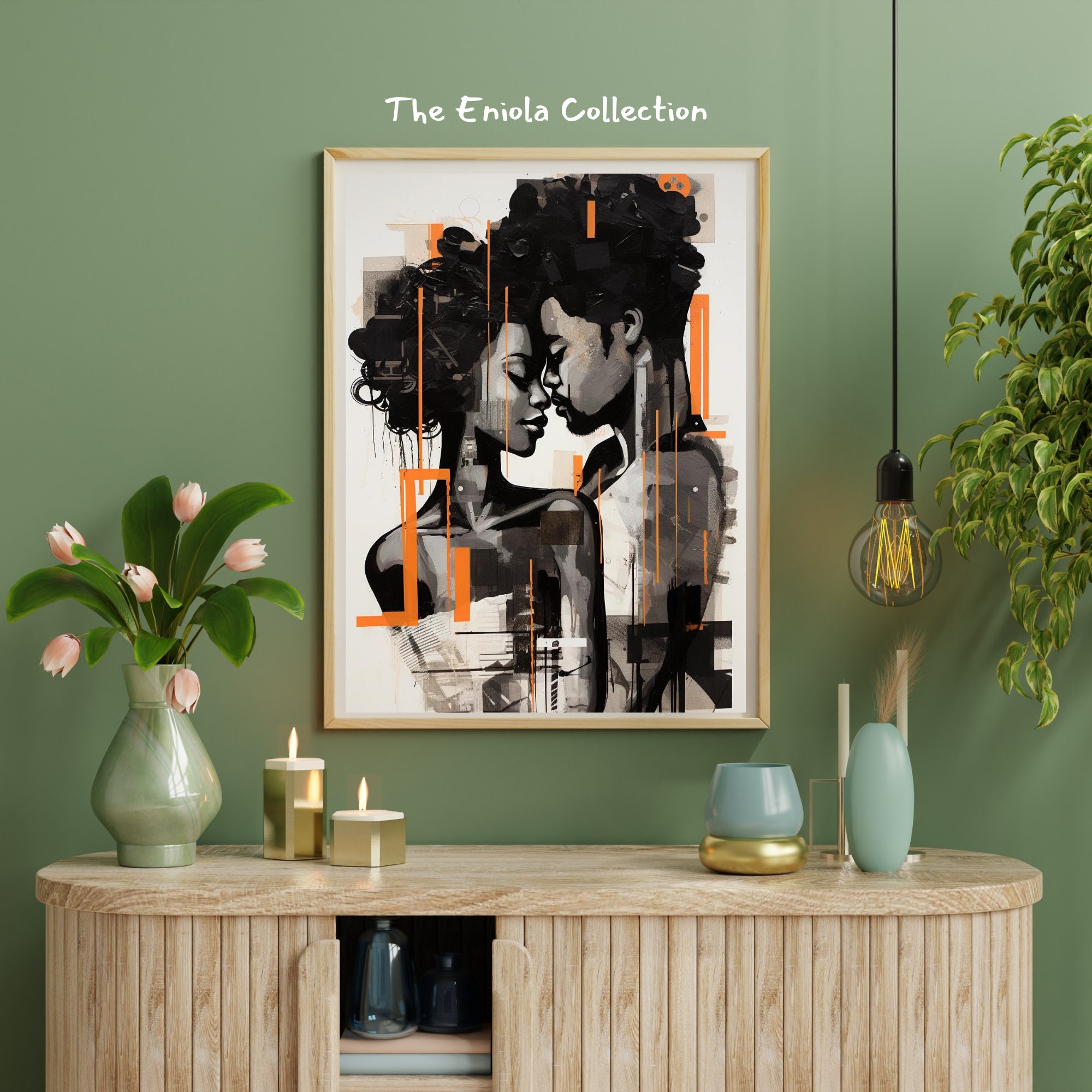 Black Love Art Print of Black Couple Art Print Abstract Black Wall Art Abstract Print Wall Art ...