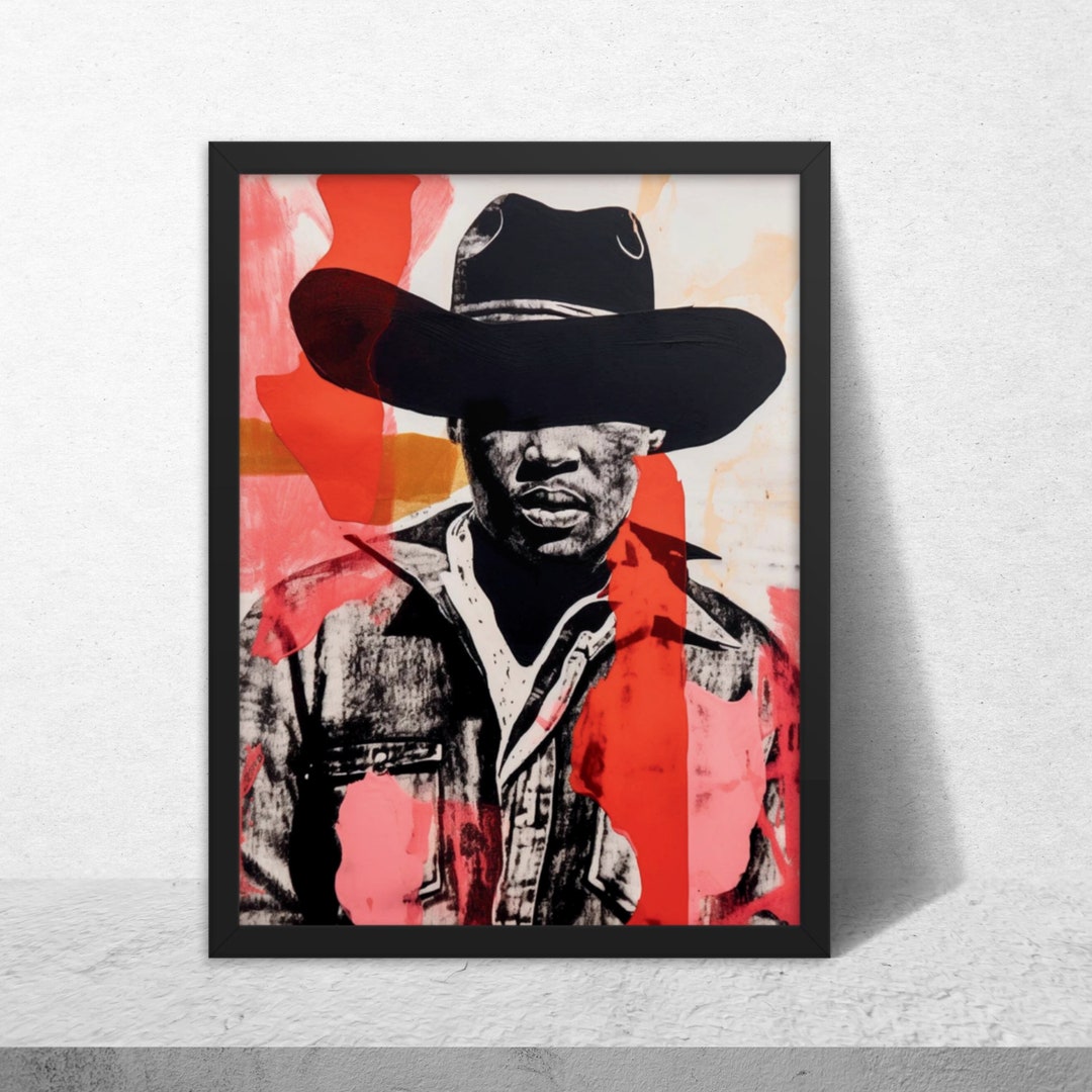 Black Cowboy Art Framed Poster Cowboy Rodeo Decor Western Abstract ...