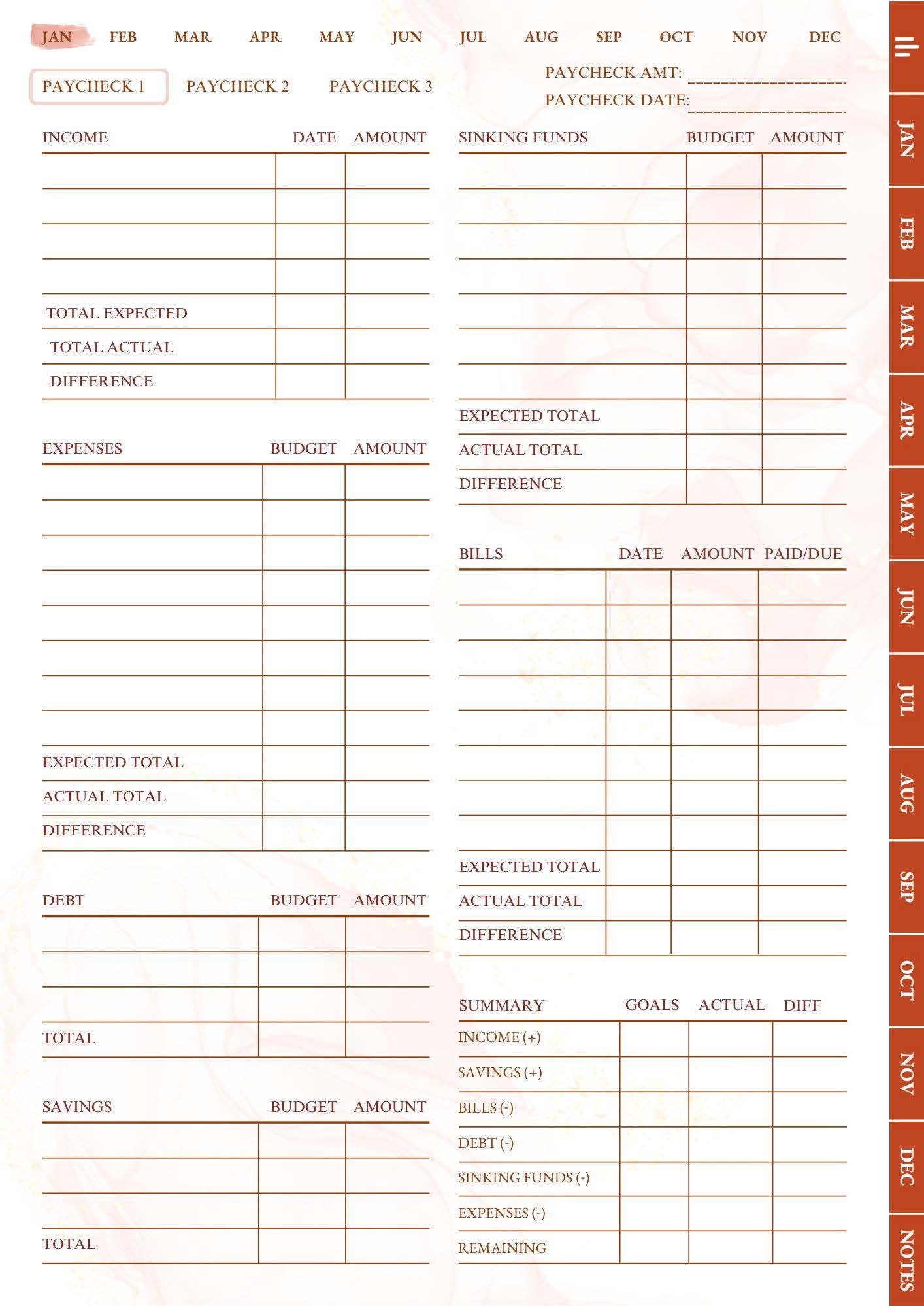 Financial Planner, Budget Planner, Spending Tracker, Weekly Budget ...