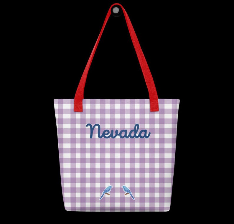 Nevada Gingham Tote Bag State Bird Mountain Bluebird Design - Etsy