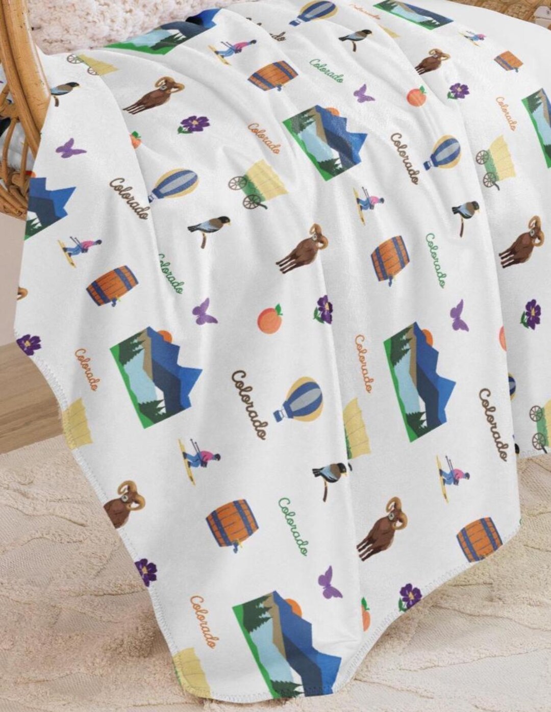 Colorado Icons Baby Sherpa Blanket Cozy Gift for Colorado Lovers - Etsy