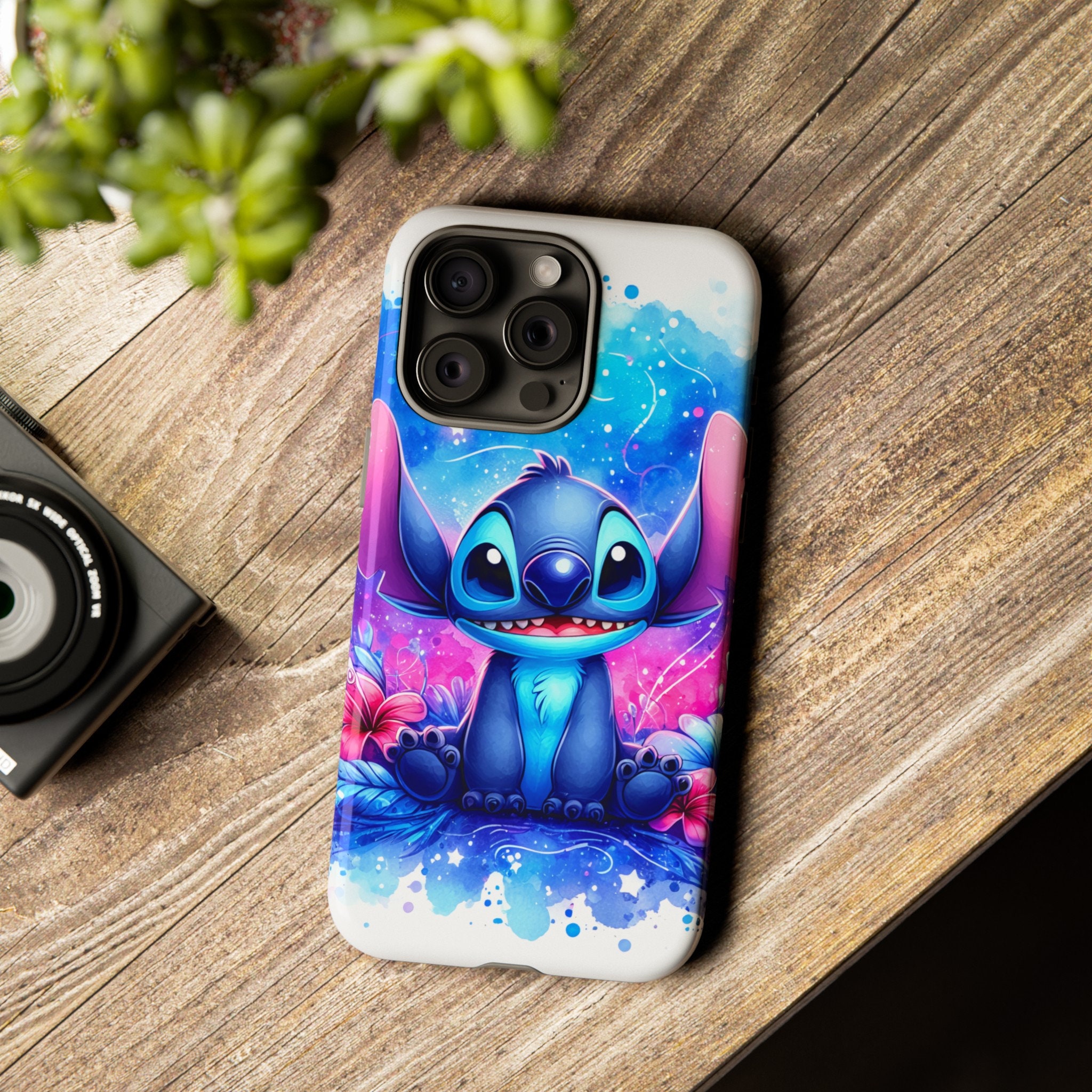 Stitch Sitting in Blue and Pink Flowers, Lilo and Stitch, Tough Cases ...