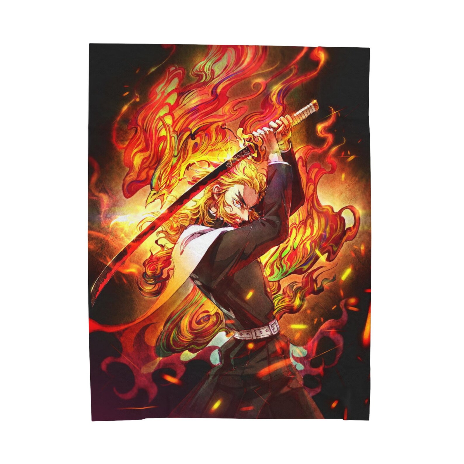 Rengoku Demon Slayer Blanket for Anime Fans, Velveteen Plush Throw ...