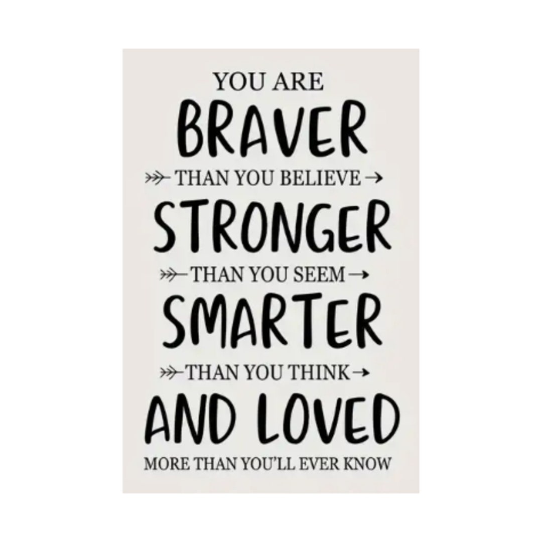 Braver, Stronger, Smarter, and Loved Inspirational Matte Vertical ...