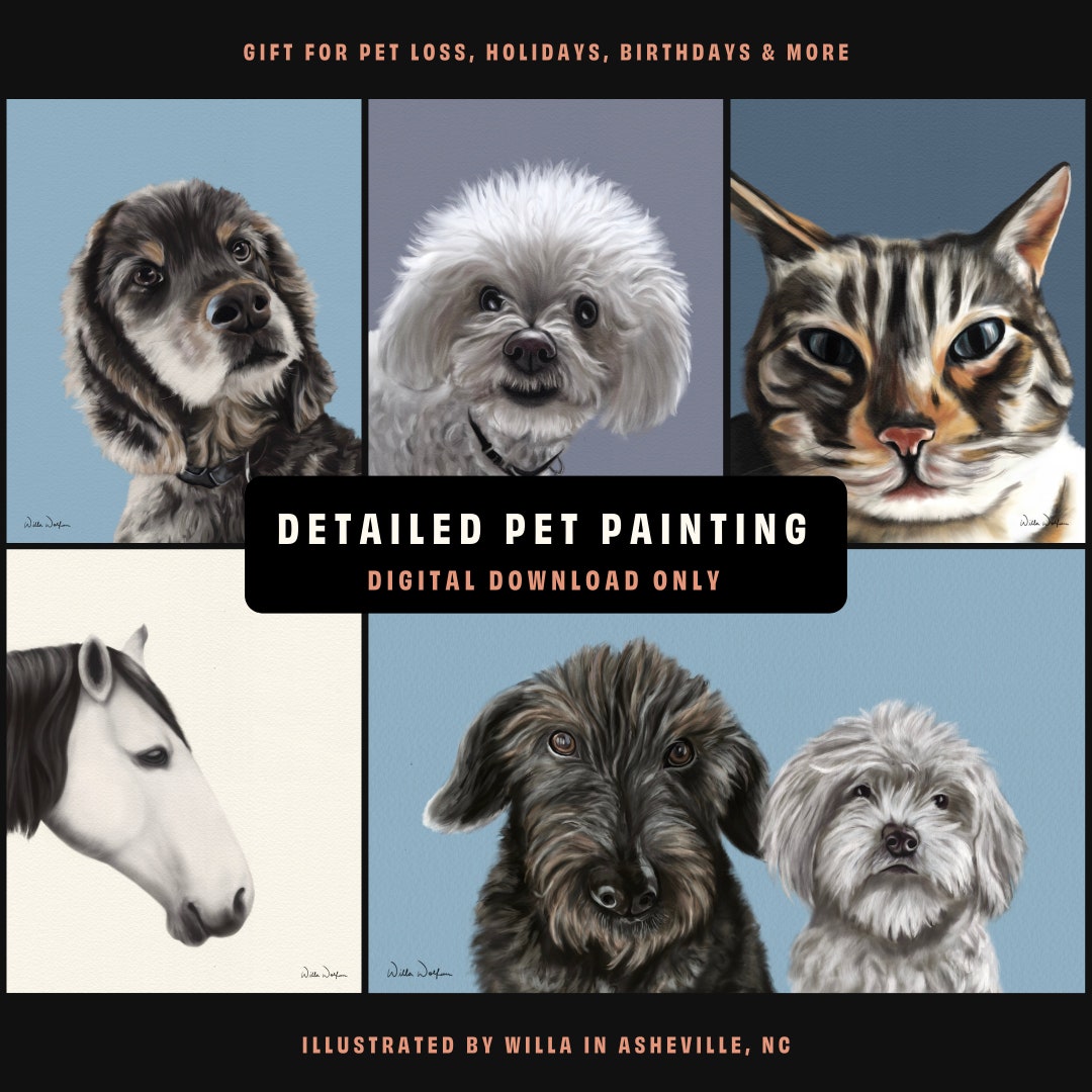 Detailed Pet Painting Custom Pet Portrait Digital Download Only - Etsy