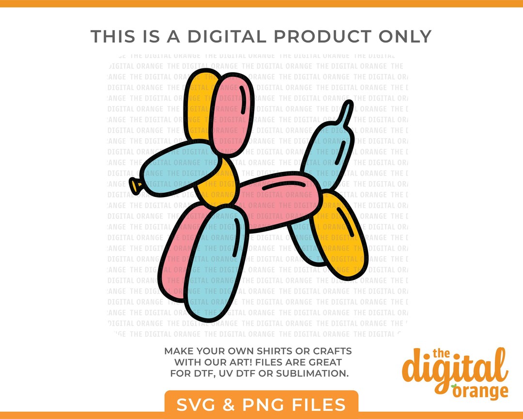 Cute Balloon Dog SVG & PNG Bundle, Pop Art Clip Art, Balloon Dog Wall ...