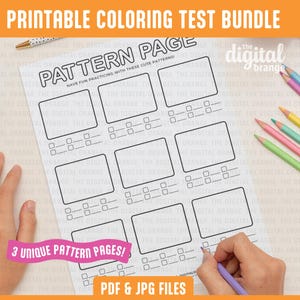 Pattern Printable Coloring Book Test Page Bundle | Marker Swatch Page ...