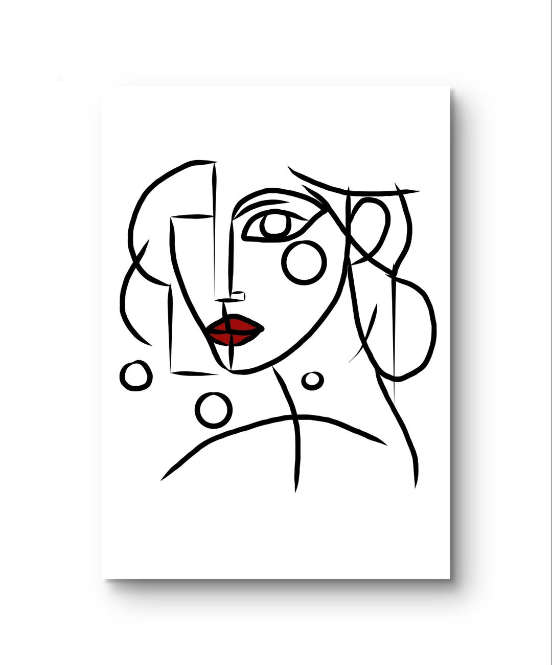 Minimalist Abstract Portrait, Line Drawing, Digital Art, Wall Hanging ...