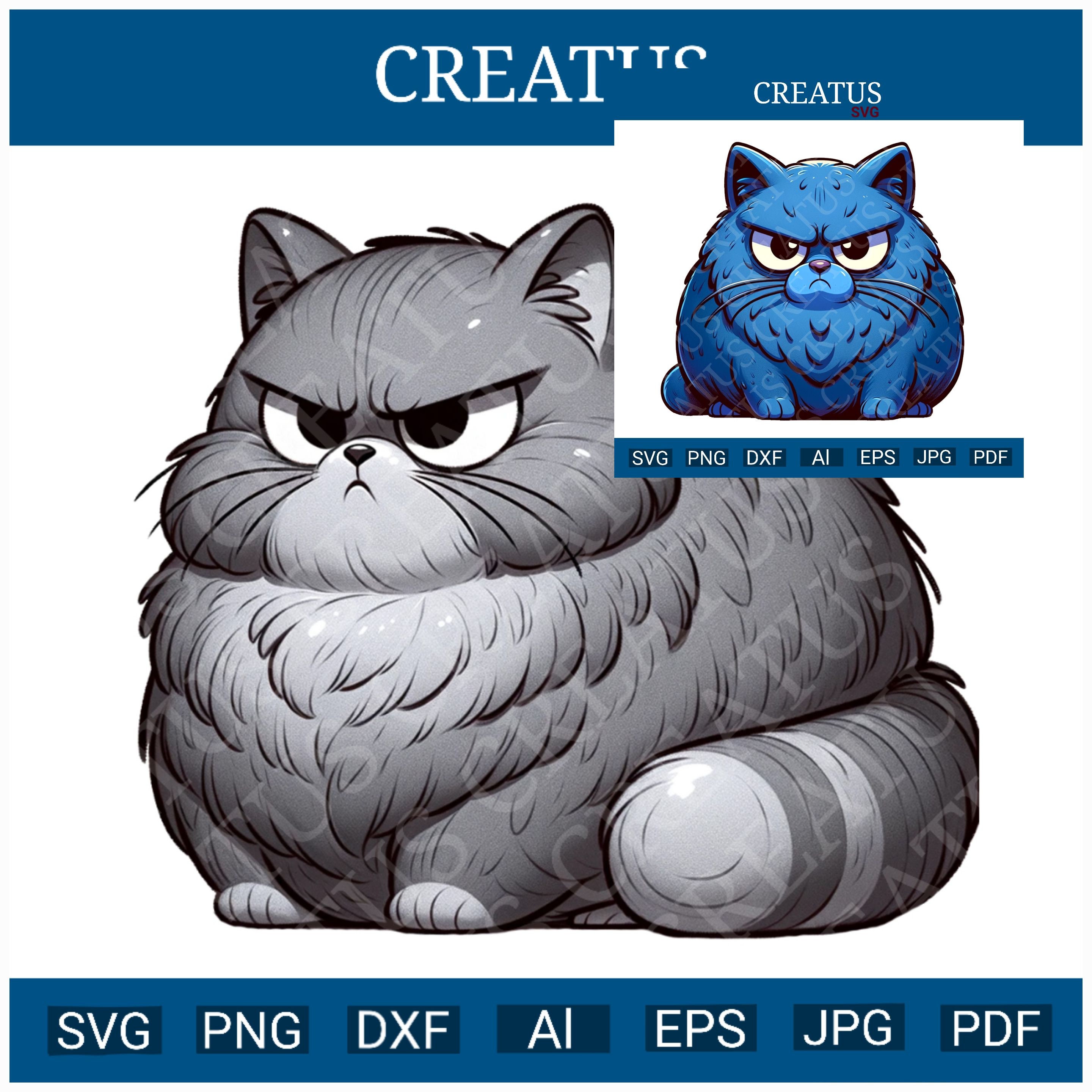 Grumpy Cat Svg, Funny Cat SVG Bundle, Black Cat Svg, Angry Cat PNG ...