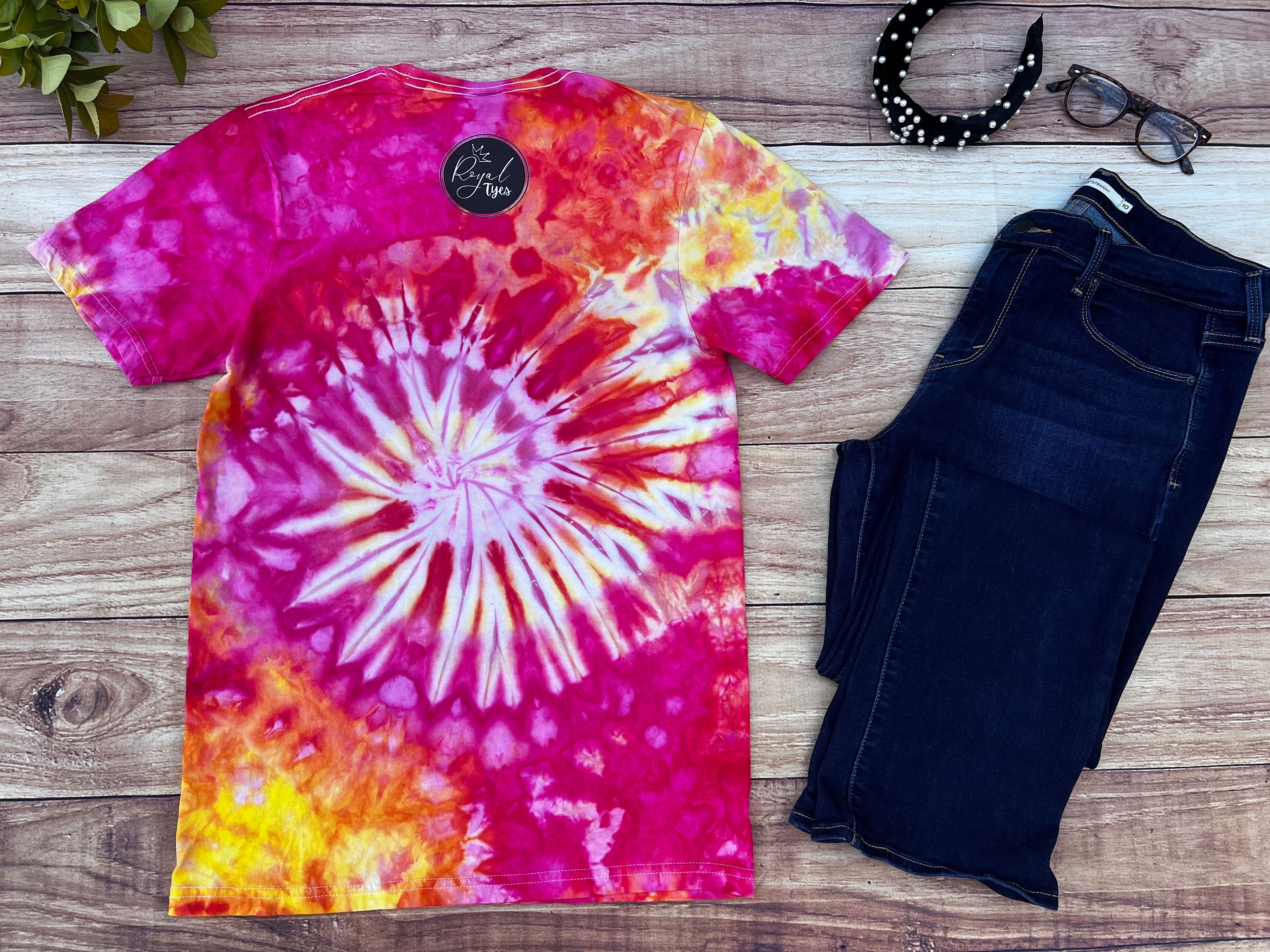 Summer Spring Tie Dye Shirt, Girly Colored Pink Yellow Tee, Ice Tie Dye ...