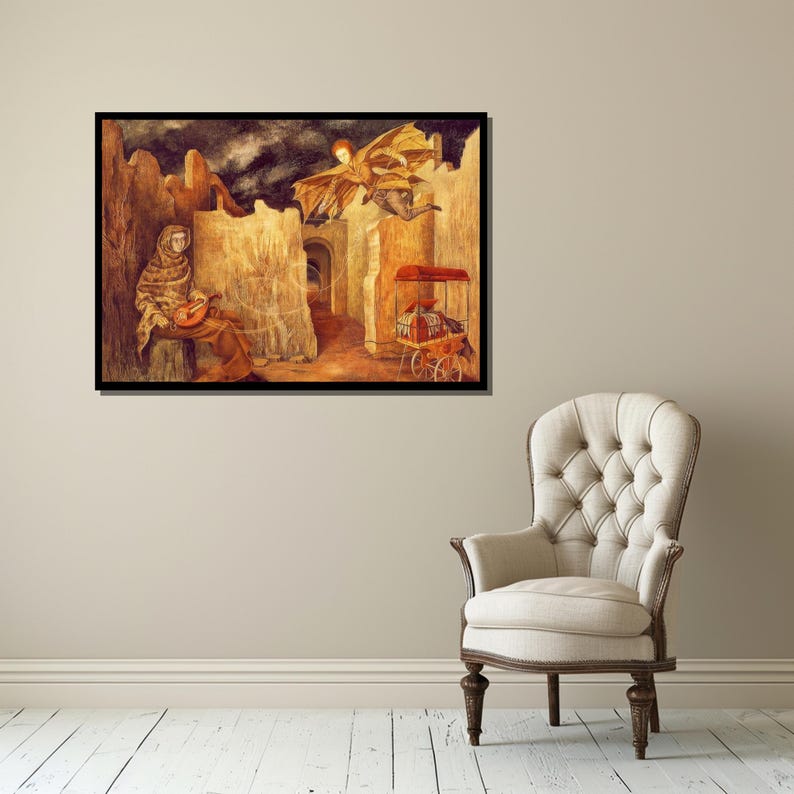 Vintage Esoteric Art Print: Gothic Musician and Flying Figure - Etsy