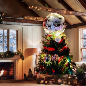 4” Handmade LED Disco Ball Christmas Tree Topper - Mirror Design ...