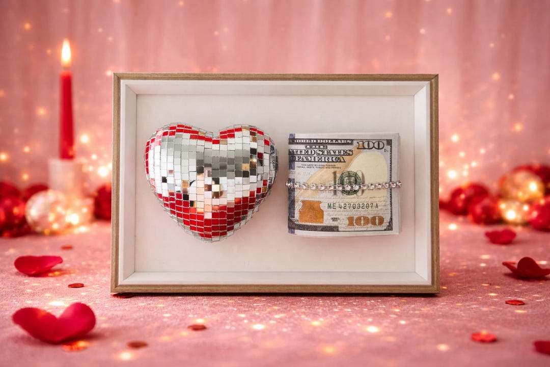 Disco Heart Money Gift Frame: Romantic Mirror Art Decor, - Etsy