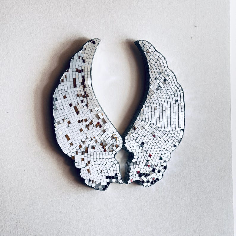 Disco Mosaic Angel Wings Wall Decor: Handmade Glass Mirror Art (set of ...