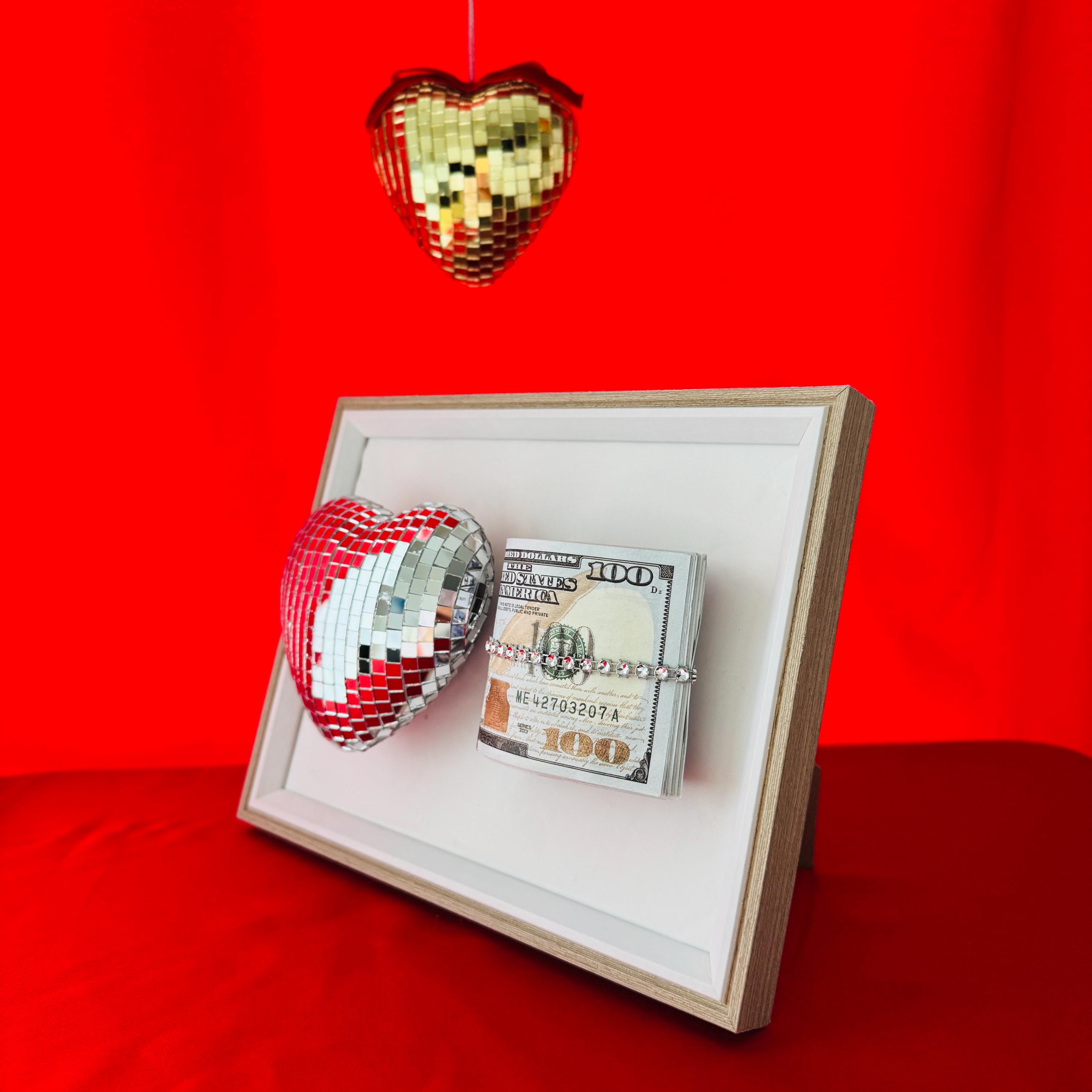 Disco Heart Money Gift Frame: Romantic Mirror Art Decor, - Etsy