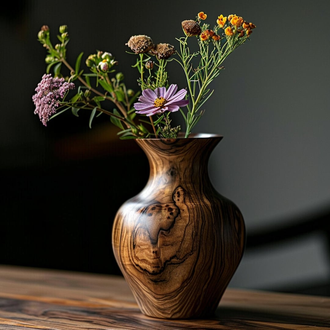 Artisan Crafted Wooden Flower Vases - Etsy