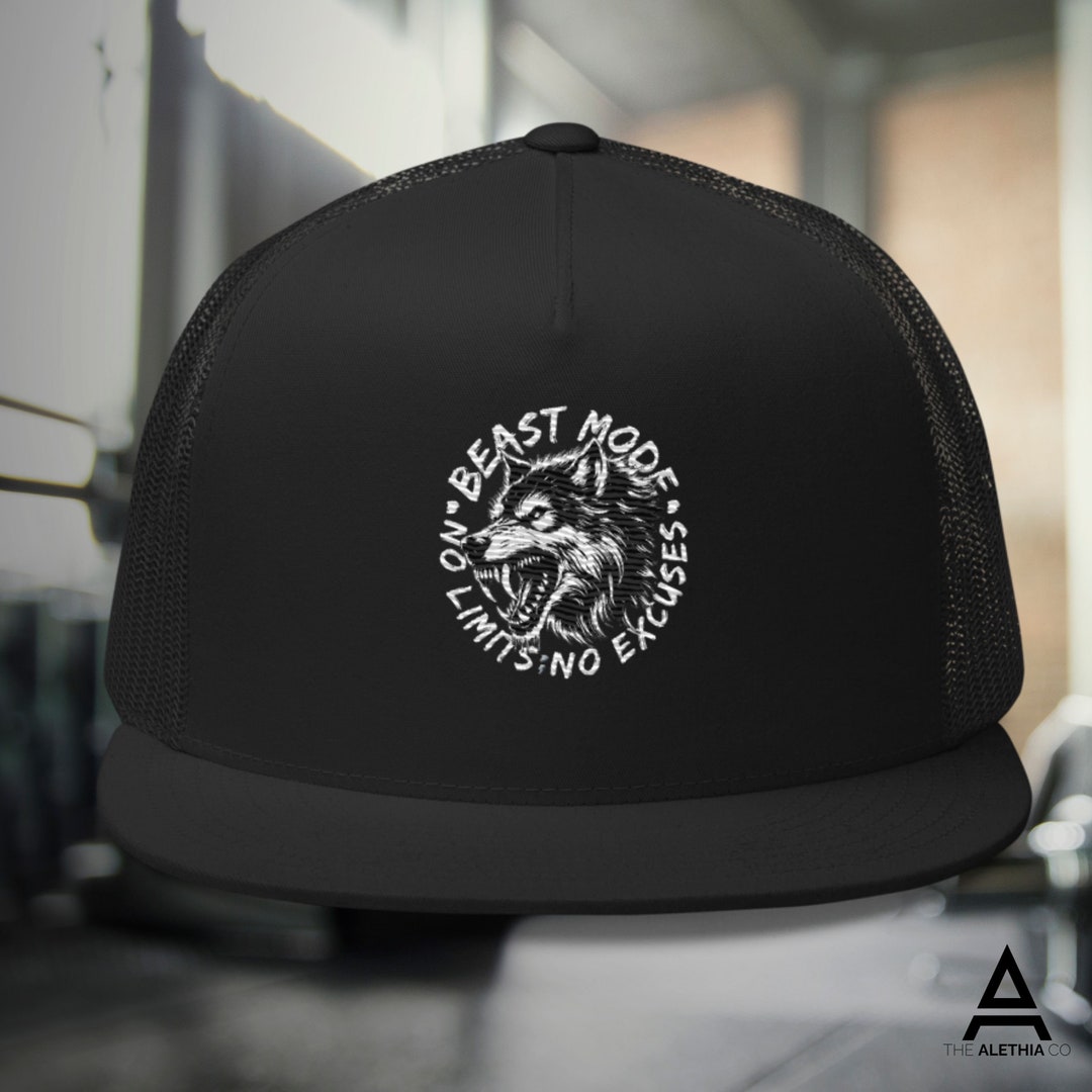 Beast Mode Trucker Cap, Snap Back Design, Embroidered Beast Mode With ...