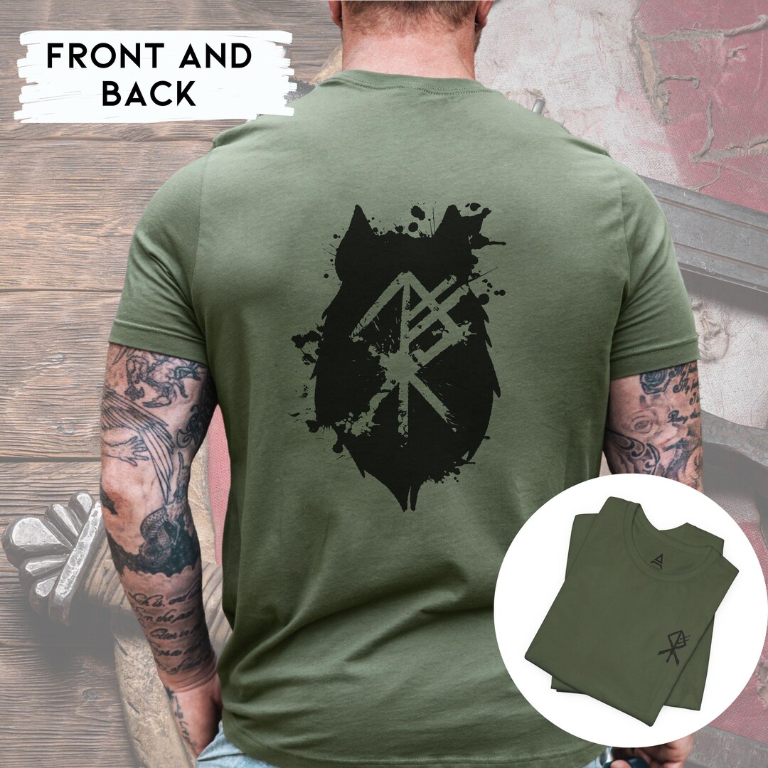 Viking Wolf Bind Rune Shirt, Norse Mythology Apparel for Him or Her ...