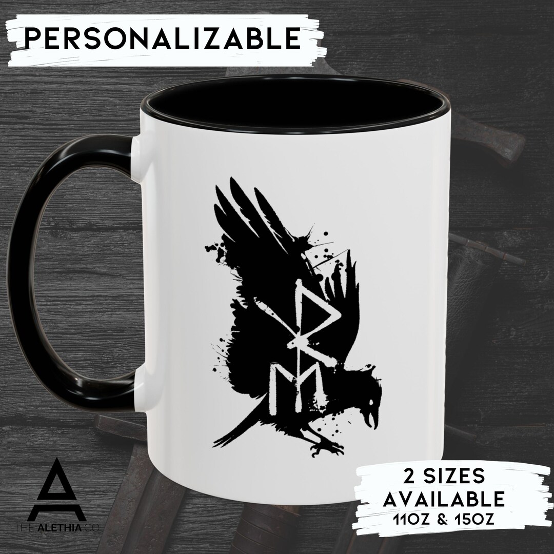 Personalizable Viking Raven Bind Rune Accent Coffee Mug 11oz 15oz - Etsy