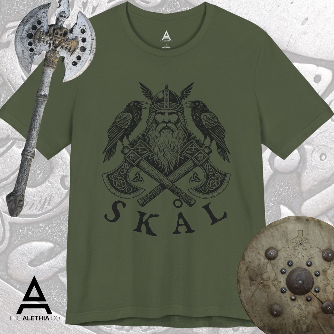 Viking Skål Cheers Military Green Shirt for Him or Her, Unisex Norse ...