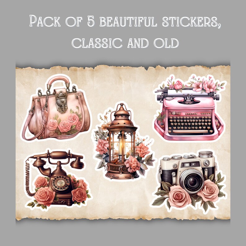 Pack of 5 Beautiful Stickers, Classic and Antique, Stylish Stickers ...