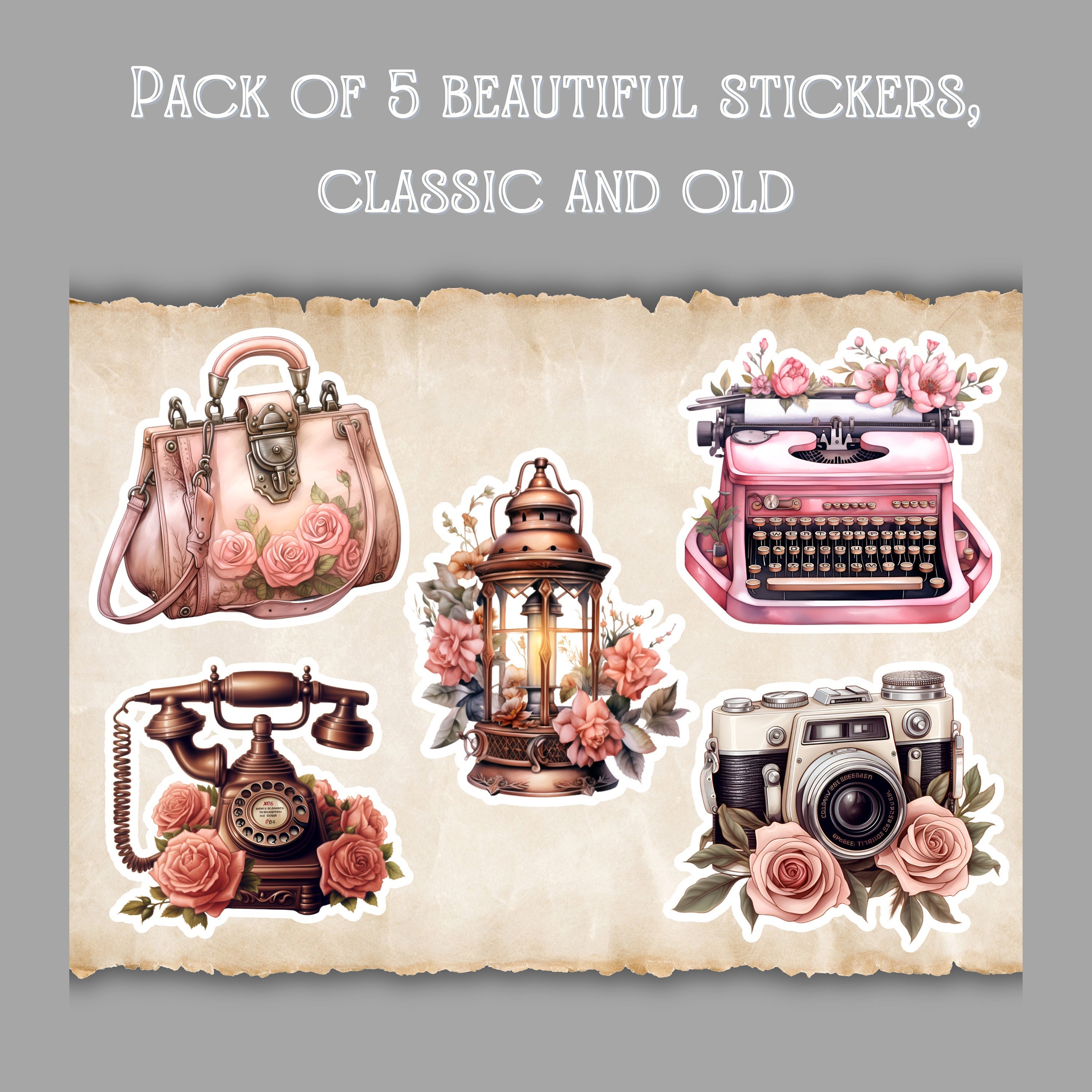 Pack of 5 Beautiful Stickers, Classic and Antique, Stylish Stickers ...