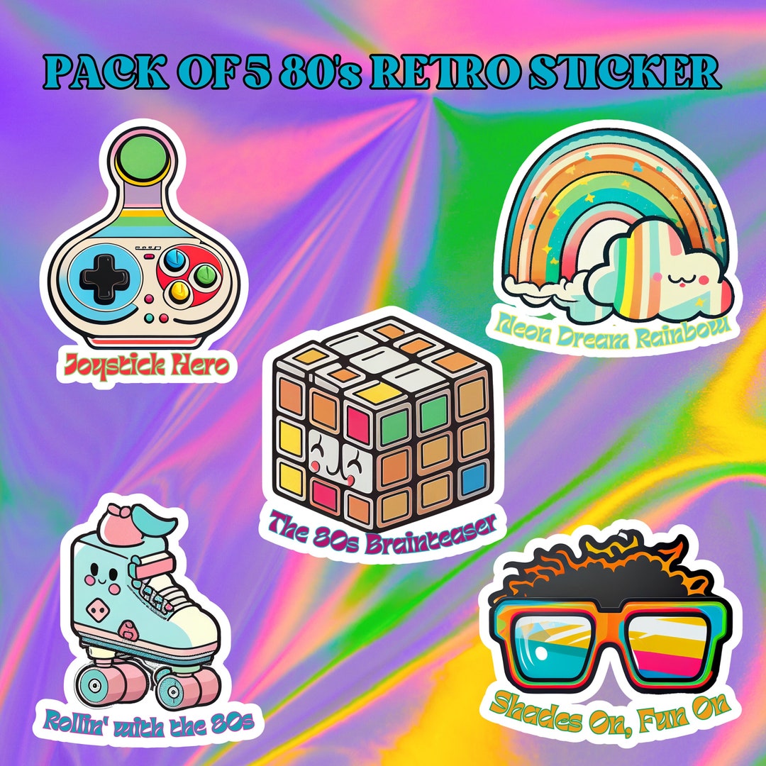 Nostalgic 80s Sticker Set - Fun Retro Decals for Rad Vibes, Pop Culture ...