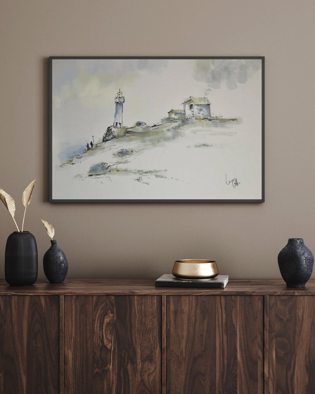 LANDSCAPE Line Art With Color, Instant Art, Printable Wall Art, Spring ...