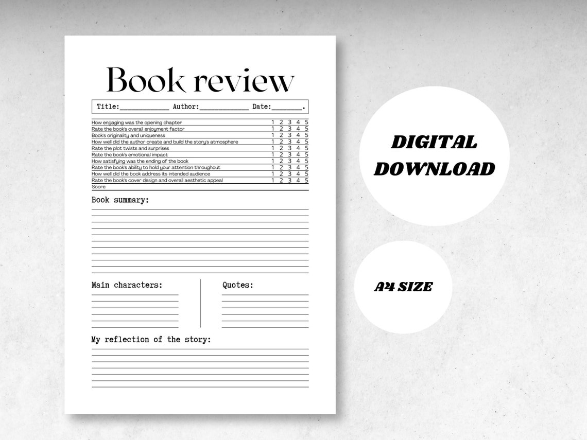 Book Summary Worksheet Simple Review Reading Log A4 Template Printable ...