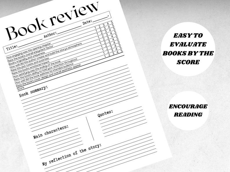 Book Summary Worksheet Simple Review Reading Log A4 Template Printable ...