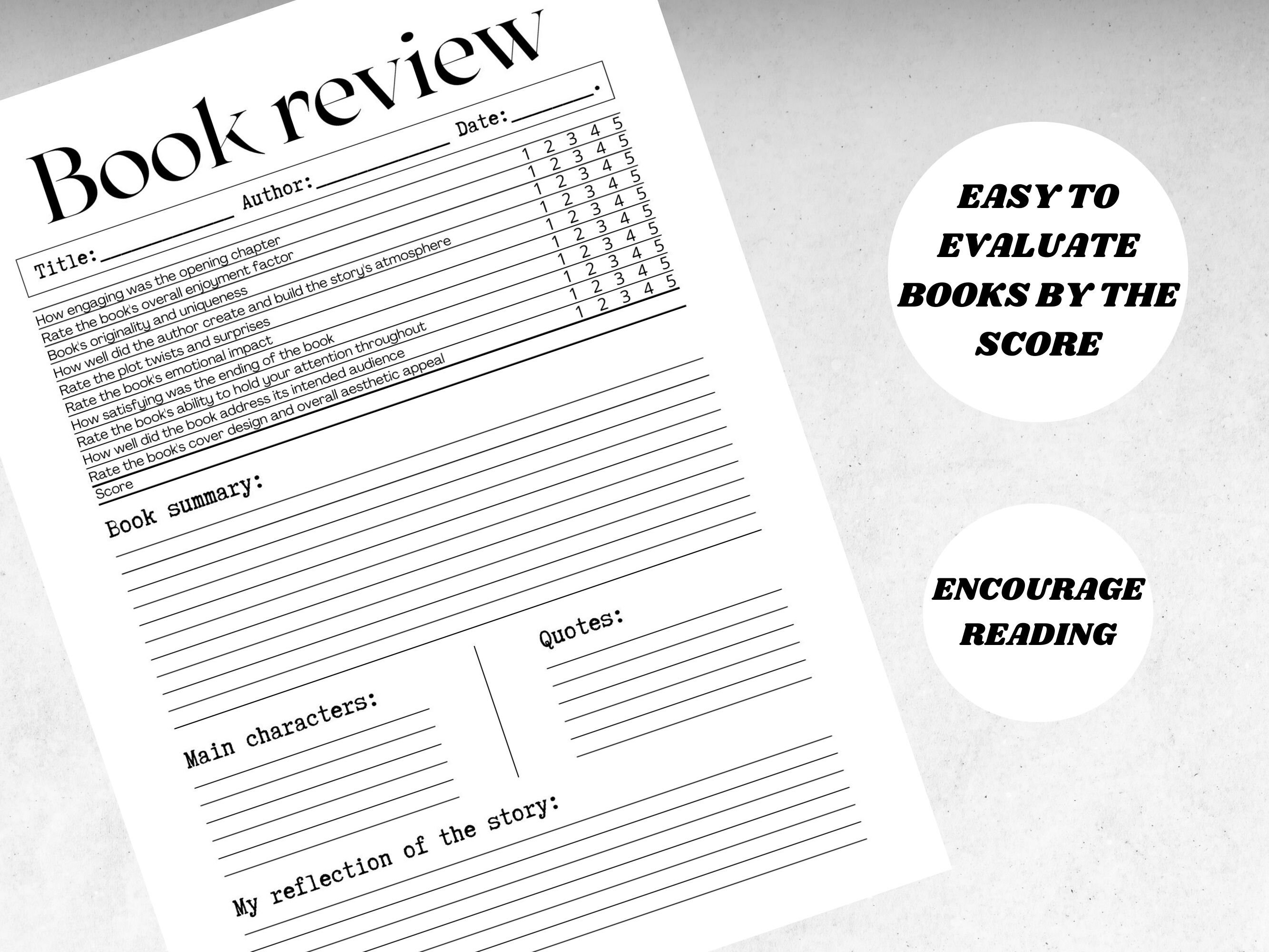 Book Summary Worksheet Simple Review Reading Log A4 Template Printable ...