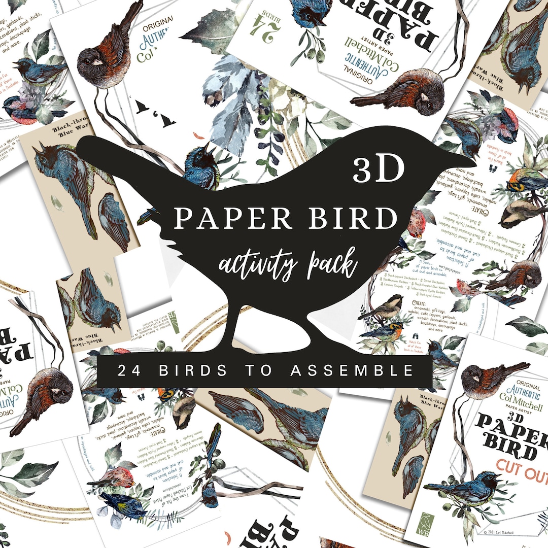 3D Paper Craft Vintage Song Birds Printable Activity, Digital Download ...