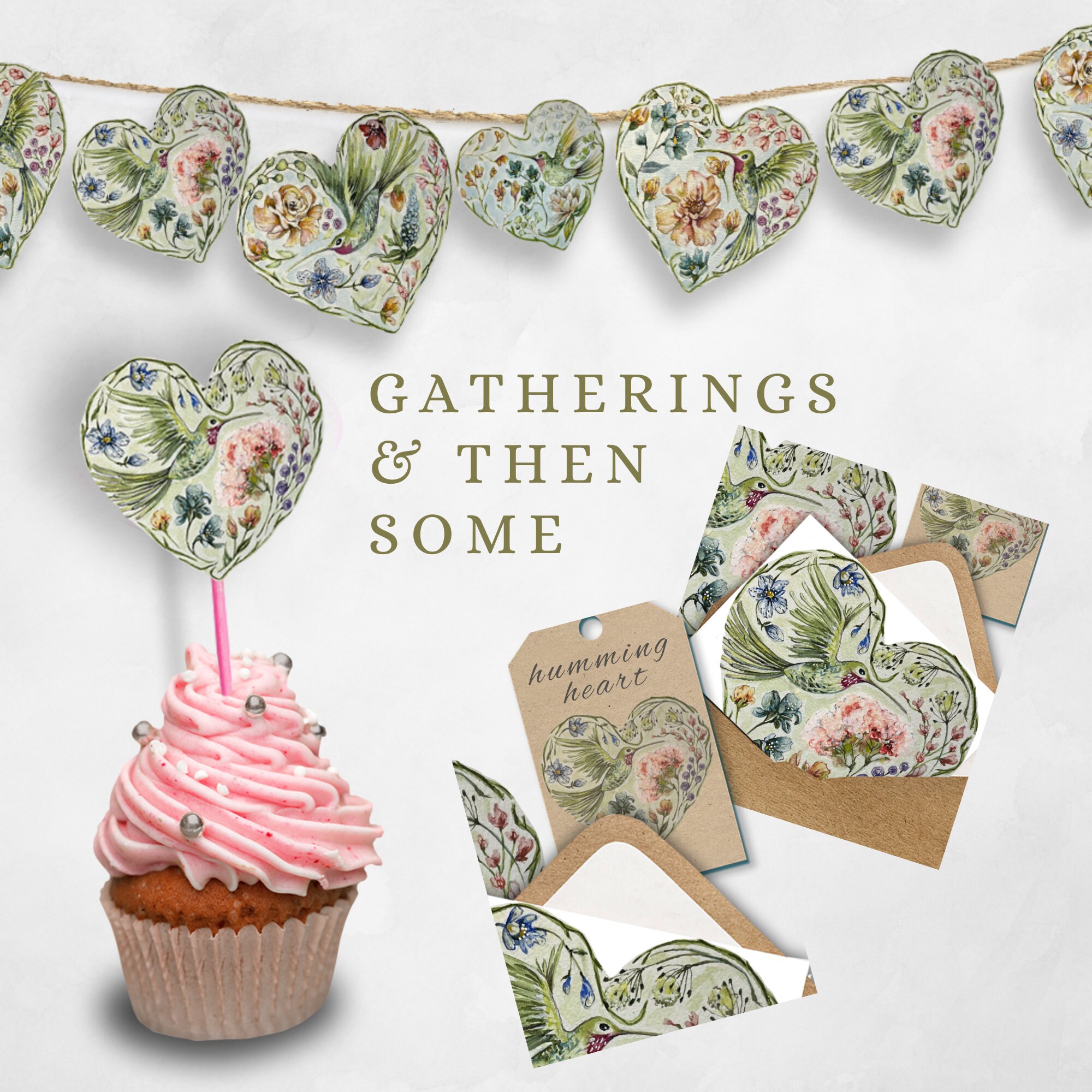 Sweet Heart Clip Art Printable Hummingbird, DIY Spring Decor, Romantic ...