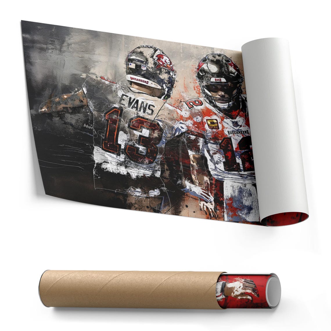 Tom Brady Mike Evans Poster Tampa Bay Buccaneers NFL Abstract Painting ...