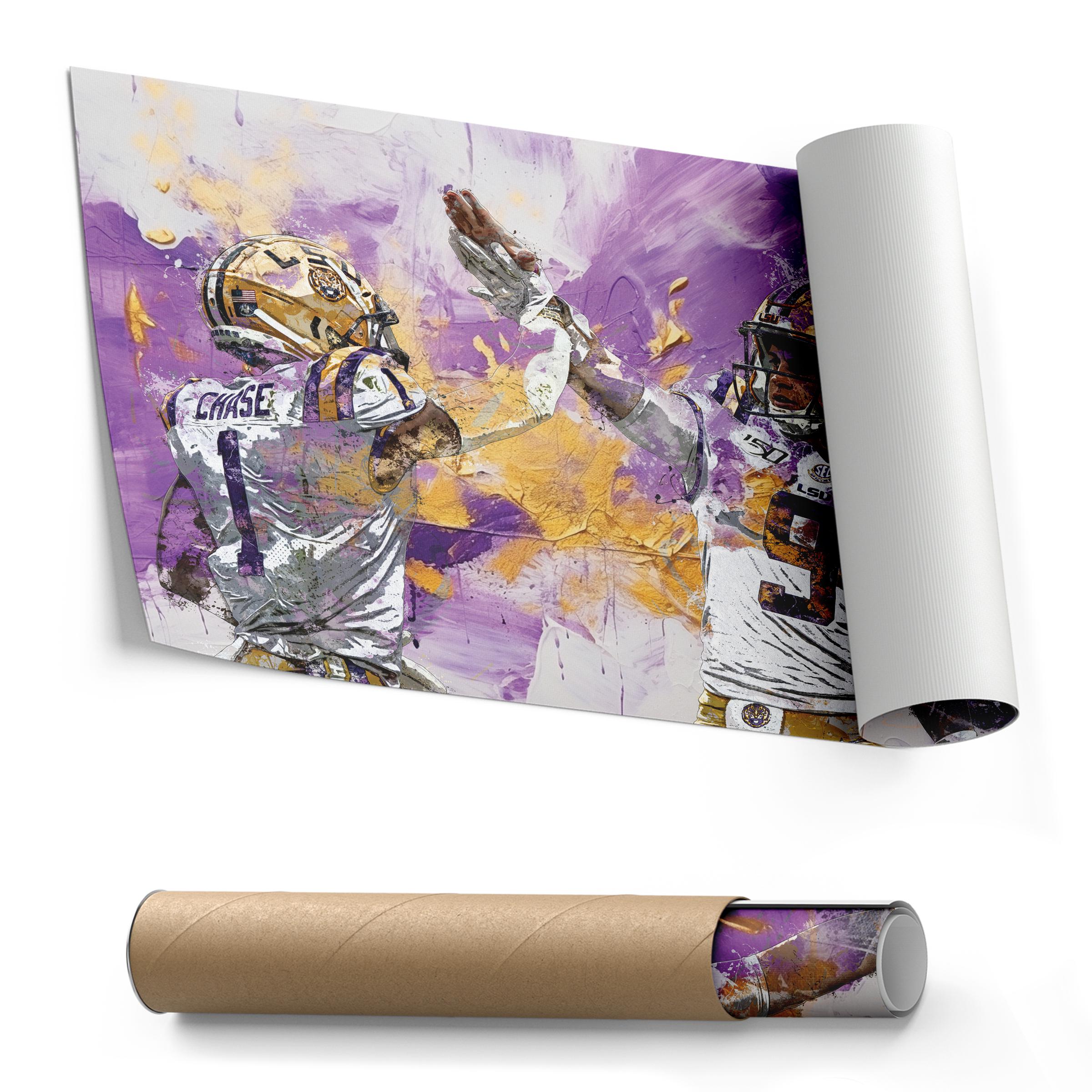 Joe Burrow Ja'marr Chase Poster LSU Abstract Painting Canvas Wall Art ...