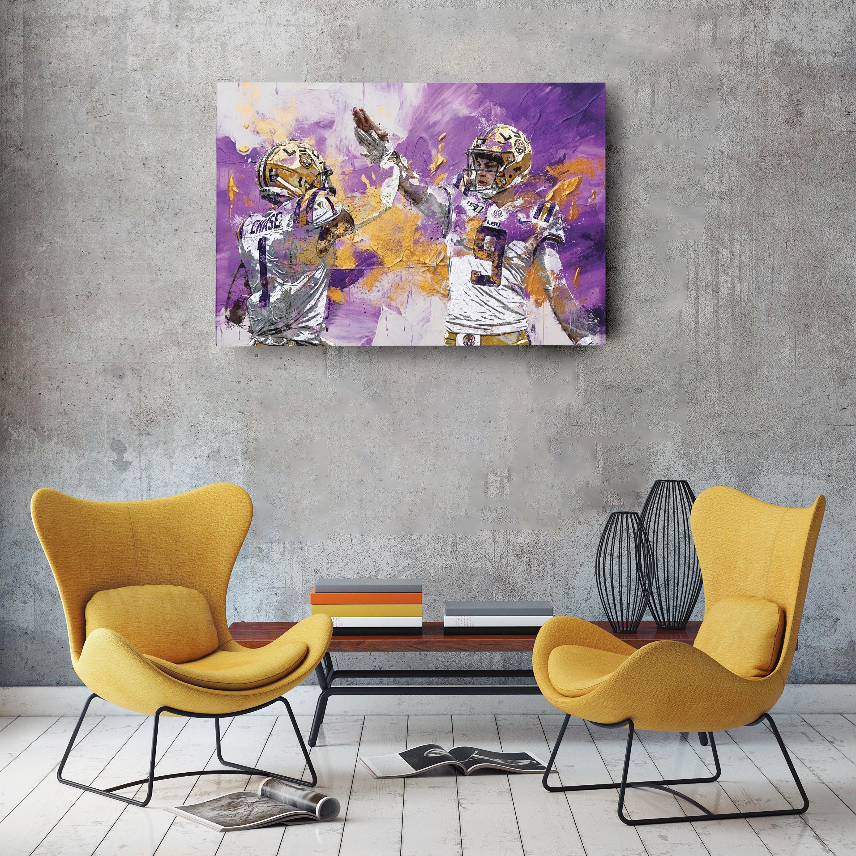 Joe Burrow Ja'marr Chase Poster LSU Abstract Painting Canvas Wall Art ...