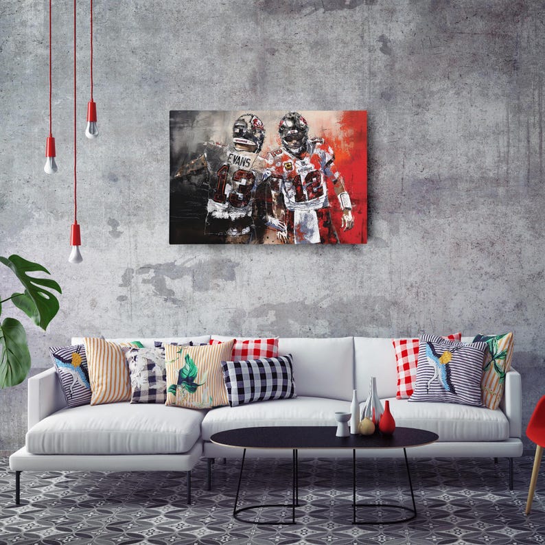 Tom Brady Mike Evans Poster Tampa Bay Buccaneers NFL Abstract Painting ...