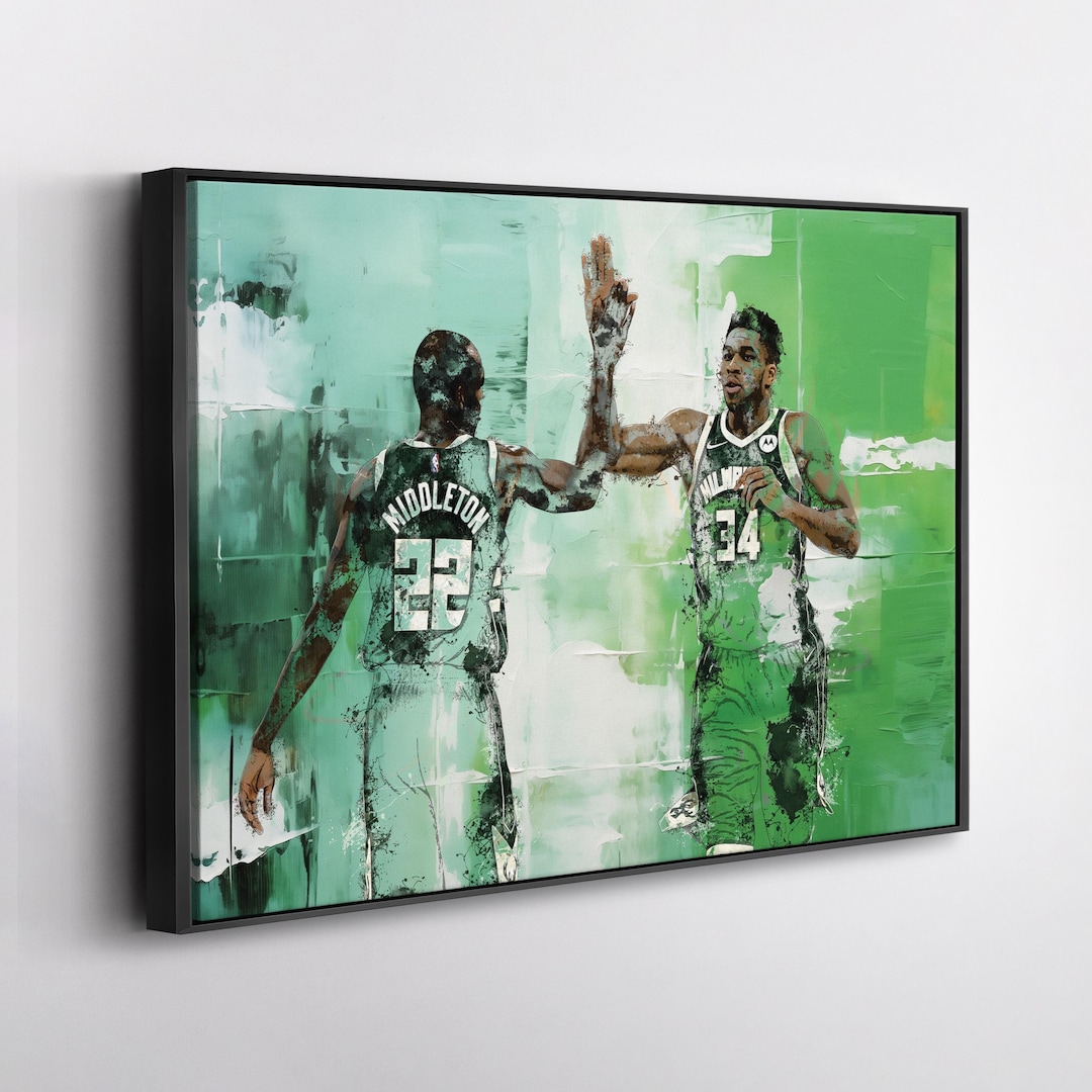 Giannis Antetokounmpo Khris Middleton Poster Milwaukee Bucks Abstract ...